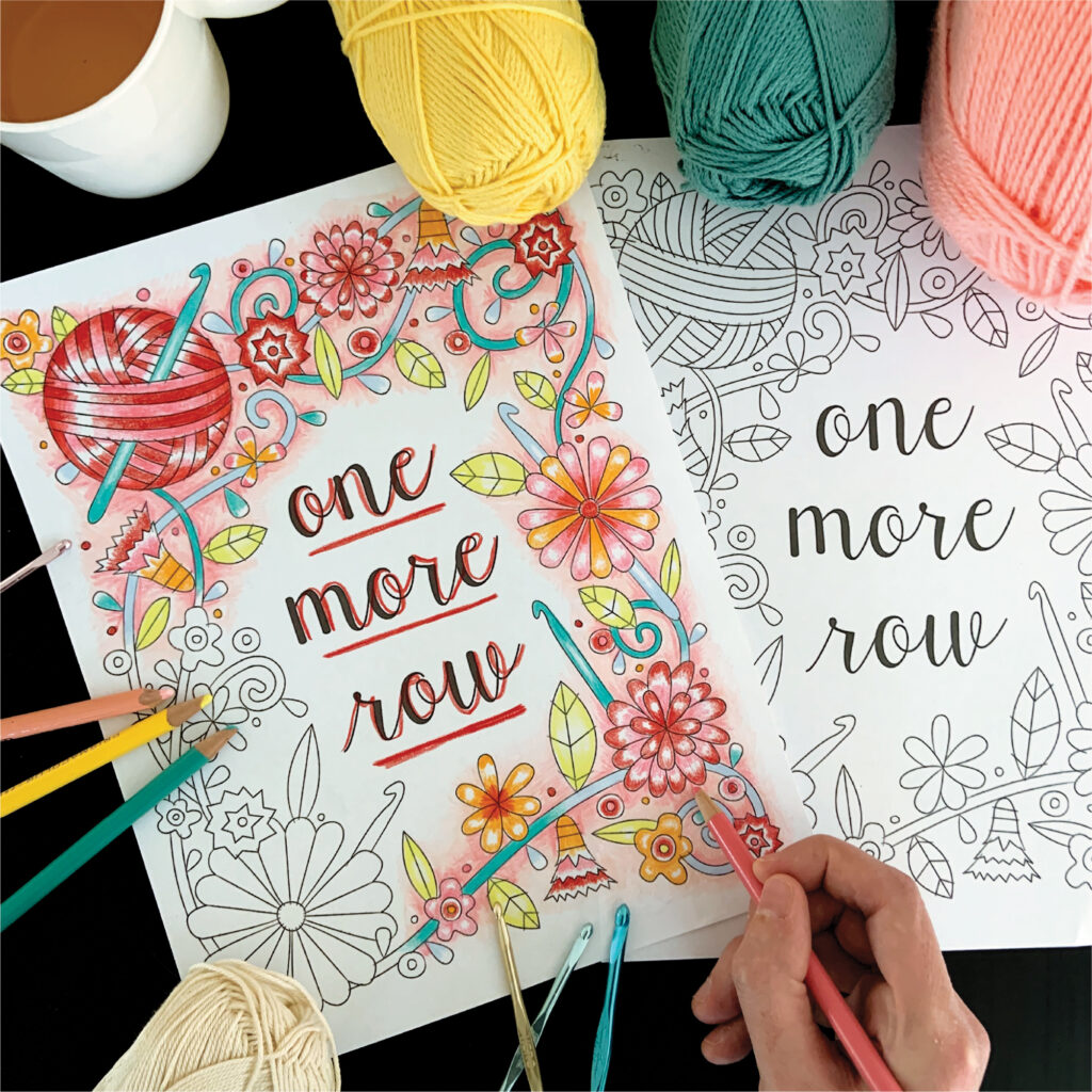 One More Row - Coloring Page - Indie Crochet Patterns