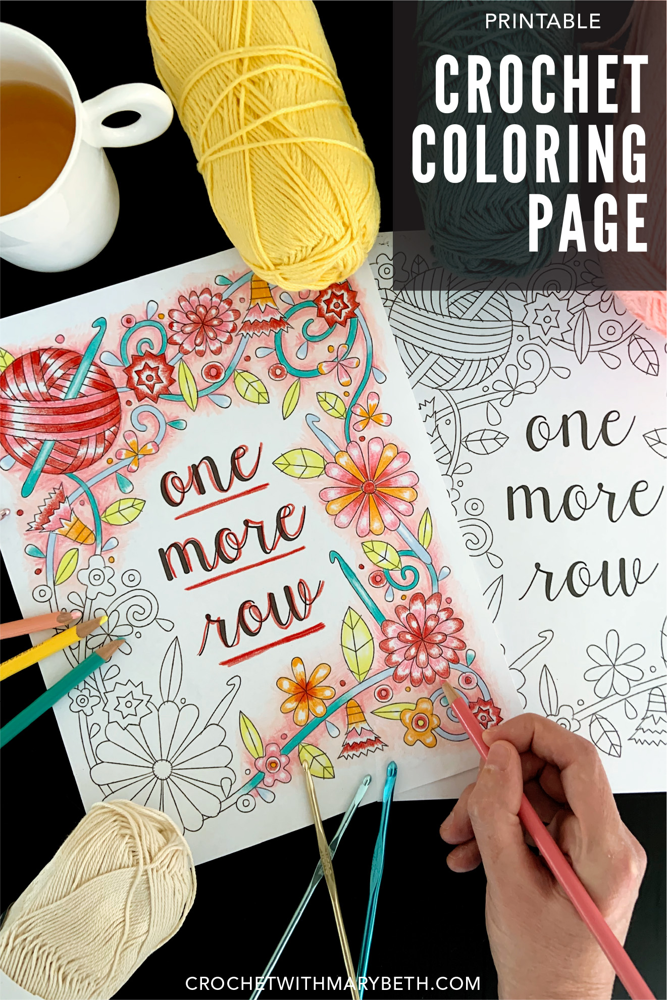 One More Row - Coloring Page - Indie Crochet Patterns